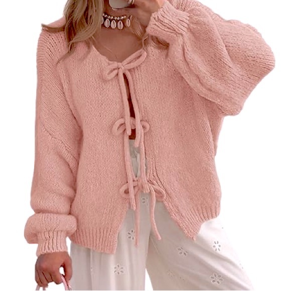 Commense | Sweaters | New Tie Front Sweater Plush Soft Commense Pink S ...